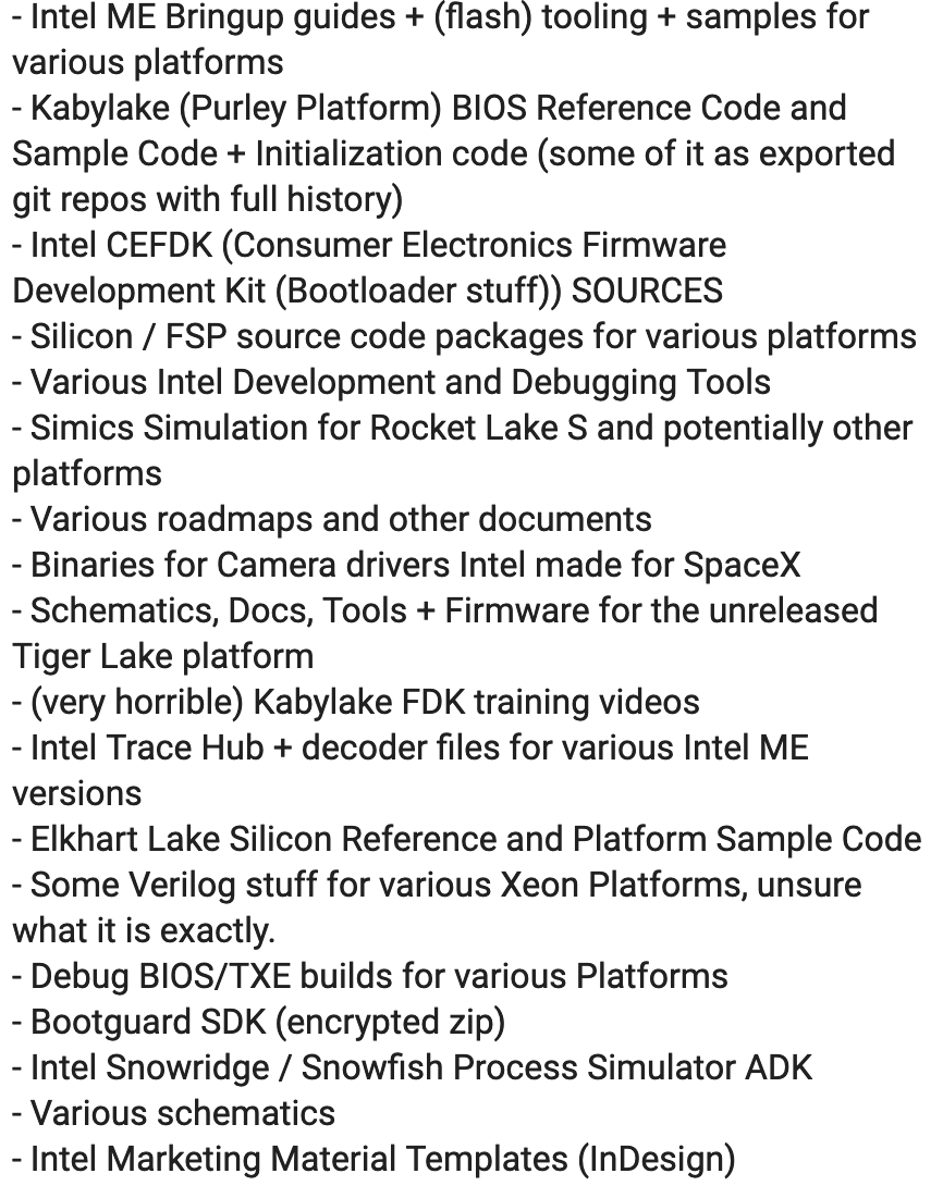 Gigabytes of 'sensitive' internal Intel documents dumped online